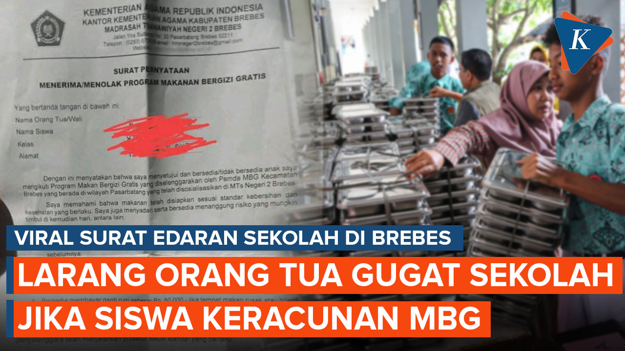 Beredar Isi Surat Sekolah di Brebes: Jika Anak Keracunan MBG, Orang Tua Dilarang Menggugat