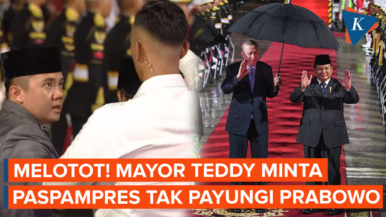 Video: Momen Menarik Prabowo Sambut Erdogan, Berbagi Payung sampai Mayor Teddy Melotot ke Paspampres
