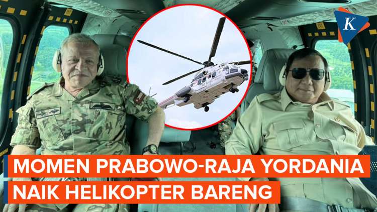 Momen Prabowo dan Raja Yordania Naik Helikopter Bareng