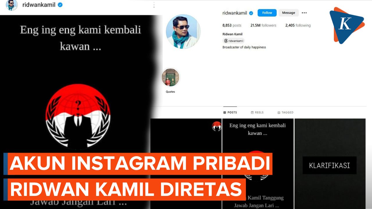 Ridwan Kamil Sebut Akun Instagram Miliknya Diretas, Peretas Unggah Dua Gambar Berisi Pesan