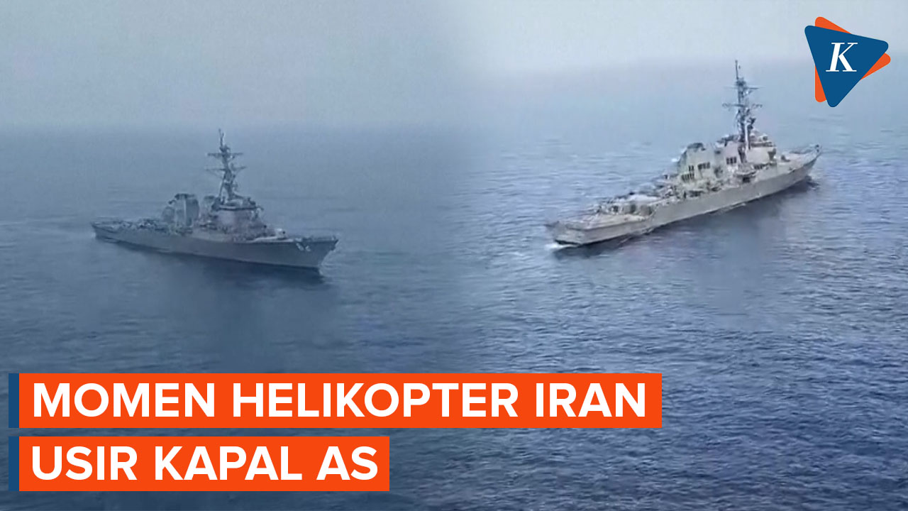 Detik-detik Helikopter Iran Cegat Kapal AS Masuk Perairan Teheran