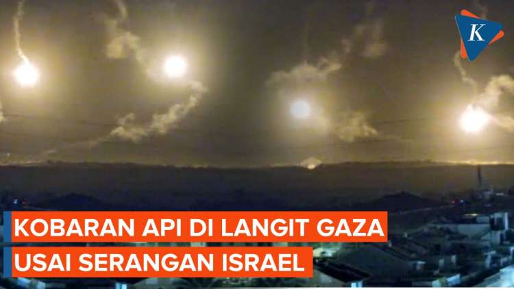 Video: Penampakan Kobaran Api di Langit Gaza Usai Serangan Udara Israel
