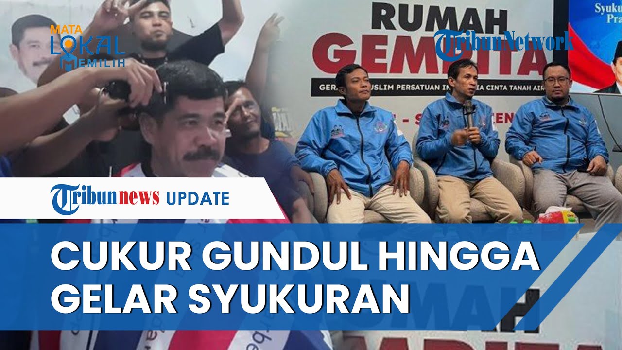 Video: Rayakan Kemenangan 02 versi Quick Count, Pendukung Prabowo Ramai-ramai Cukur Gundul ...